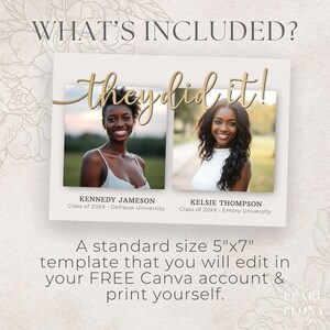 EDITABLE Dual Graduation Party Invitation TEMPLATE, Joint Twins ...