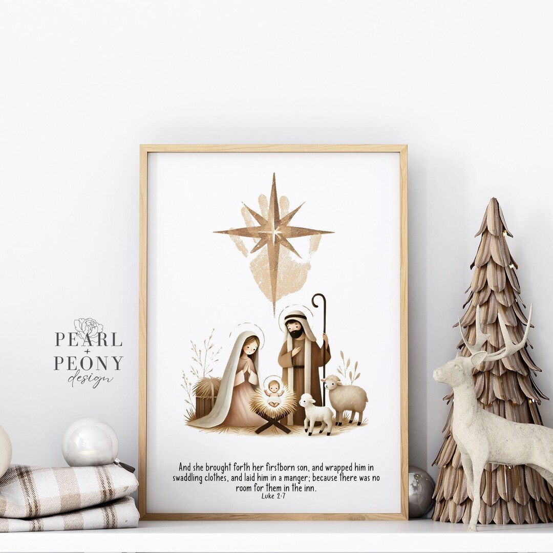 PRINTABLE Christian Christmas Handprint Art Craft, Nativity Bible Verse ...