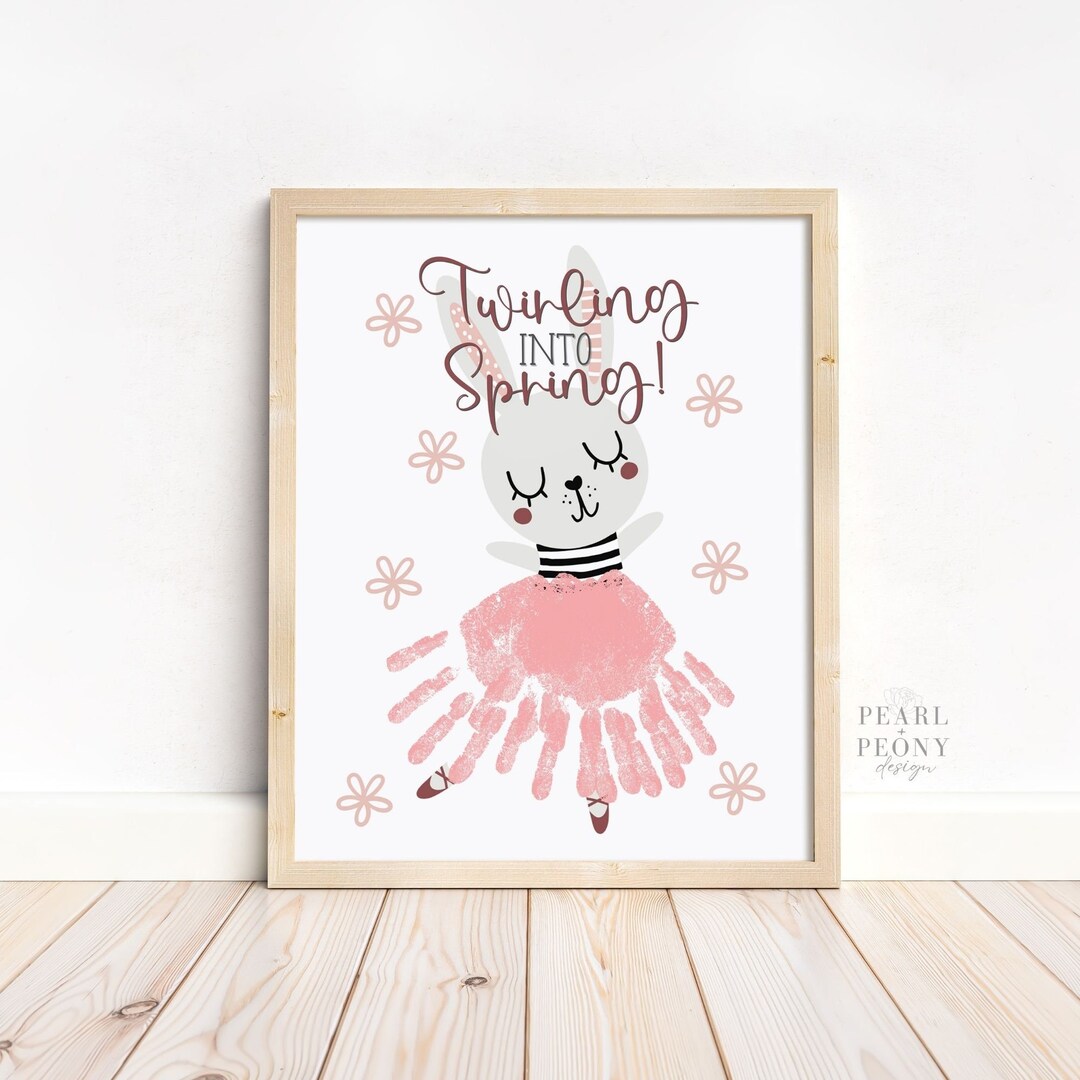 PRINTABLE Easter Spring Handprint Art Craft for Kids, Bunny Ballerina ...