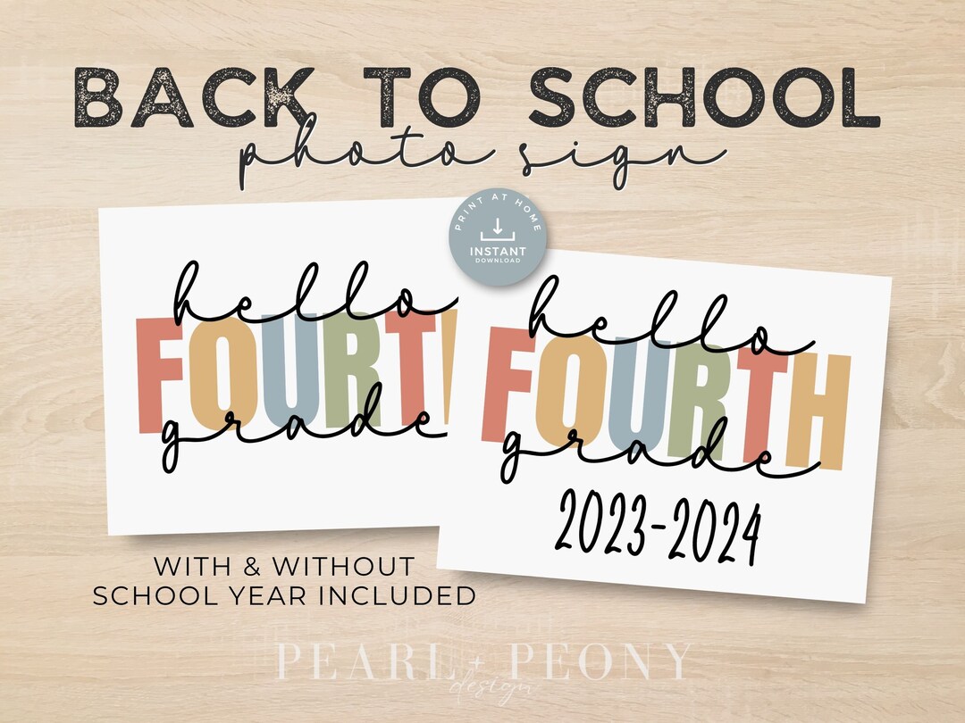 PRINTABLE Boho First Day of Fourth Grade Sign, Back to School Photo ...