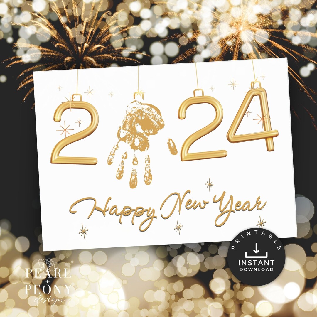 PRINTABLE Happy New Year Handprint Art Craft for Kids - Etsy