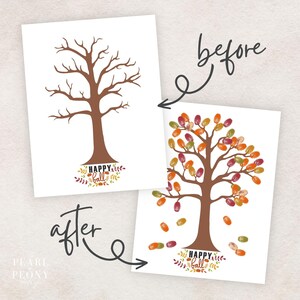 PRINTABLE Fall Leaves Handprint Art, Happy Fall Thumbprint Craft ...