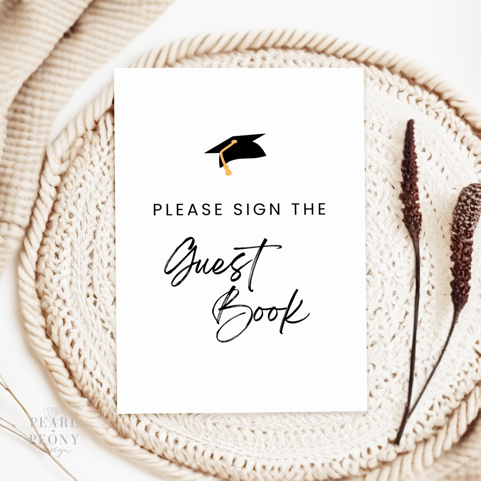 PRINTABLE Graduation Party Guest Book Table Sign, NON-EDITABLE Print ...