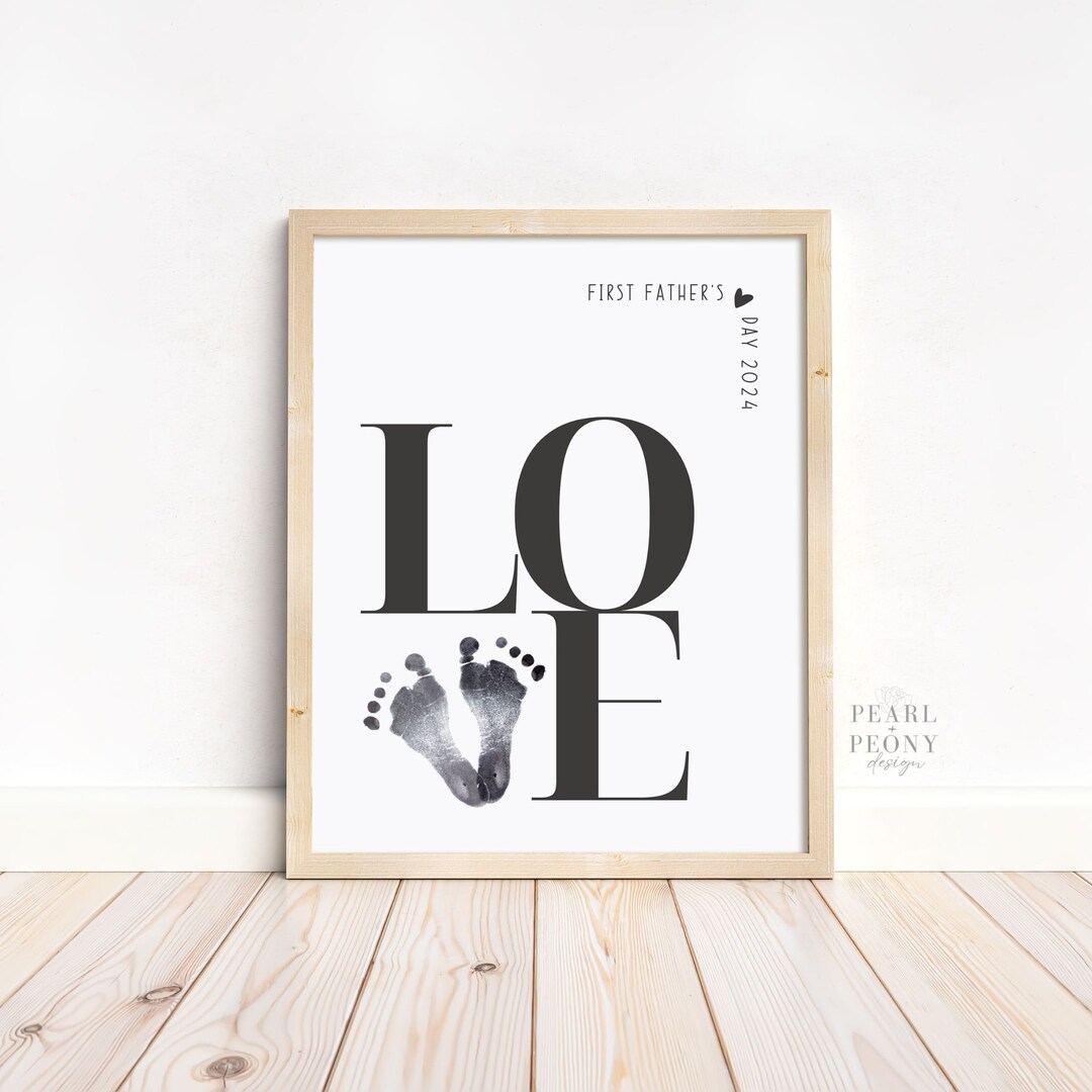 PRINTABLE First Fathers Day Footprint Art, Dad Grandpa Gift, 2024 ...