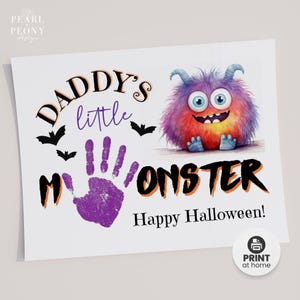 PRINTABLE Cute Halloween Handprint Art Craft for Dad, Little Monster ...