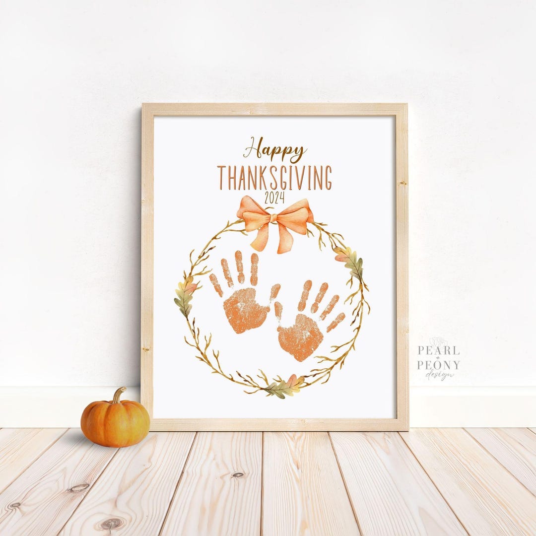 PRINTABLE Thanksgiving Handprint Art Craft, DIY Handprint Fall Art ...