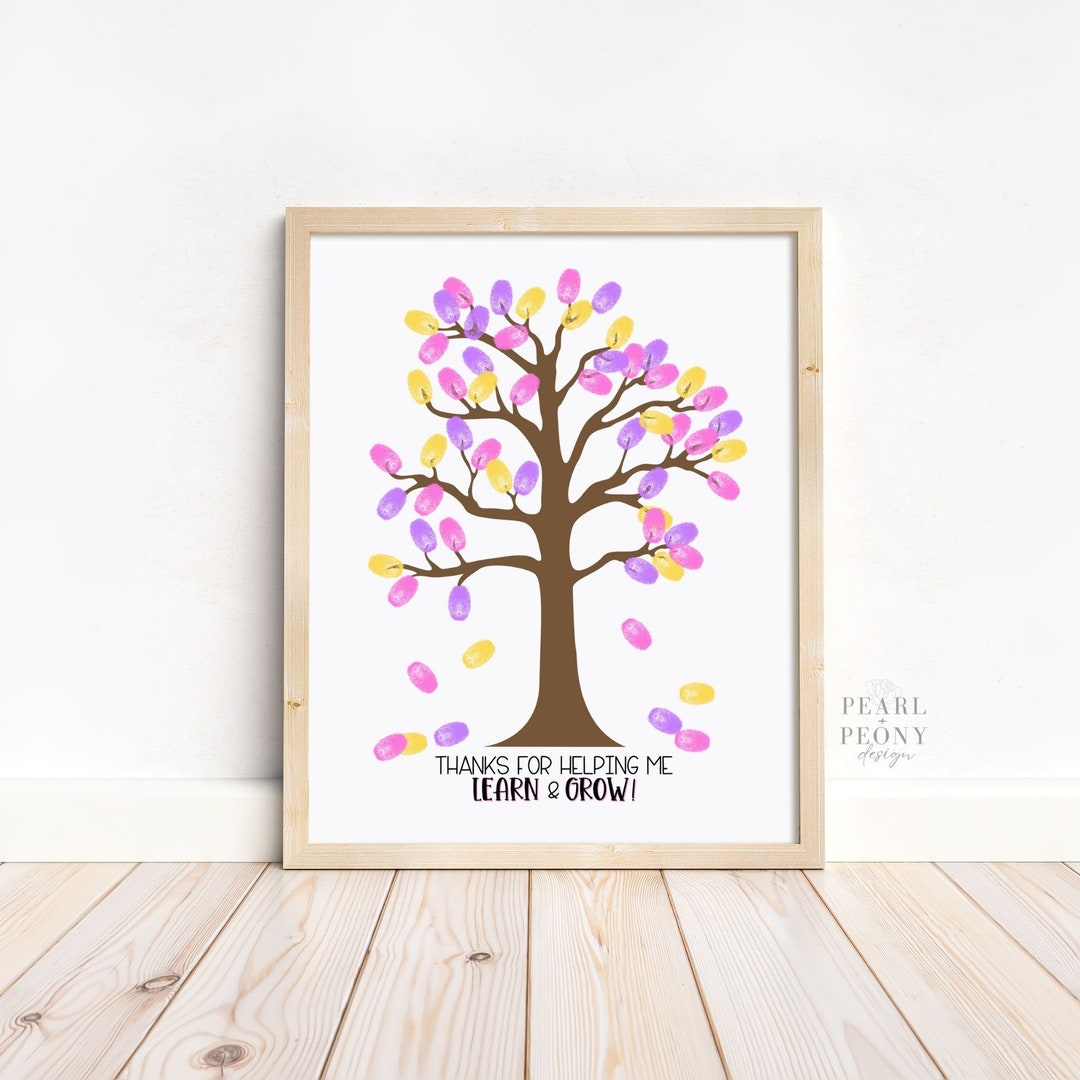 PRINTABLE Teacher Appreciation Fingerprint Art Craft, Keepsake Art ...