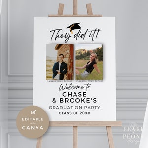 EDITABLE Dual Graduation Party Photo Welcome Sign Template, Custom ...