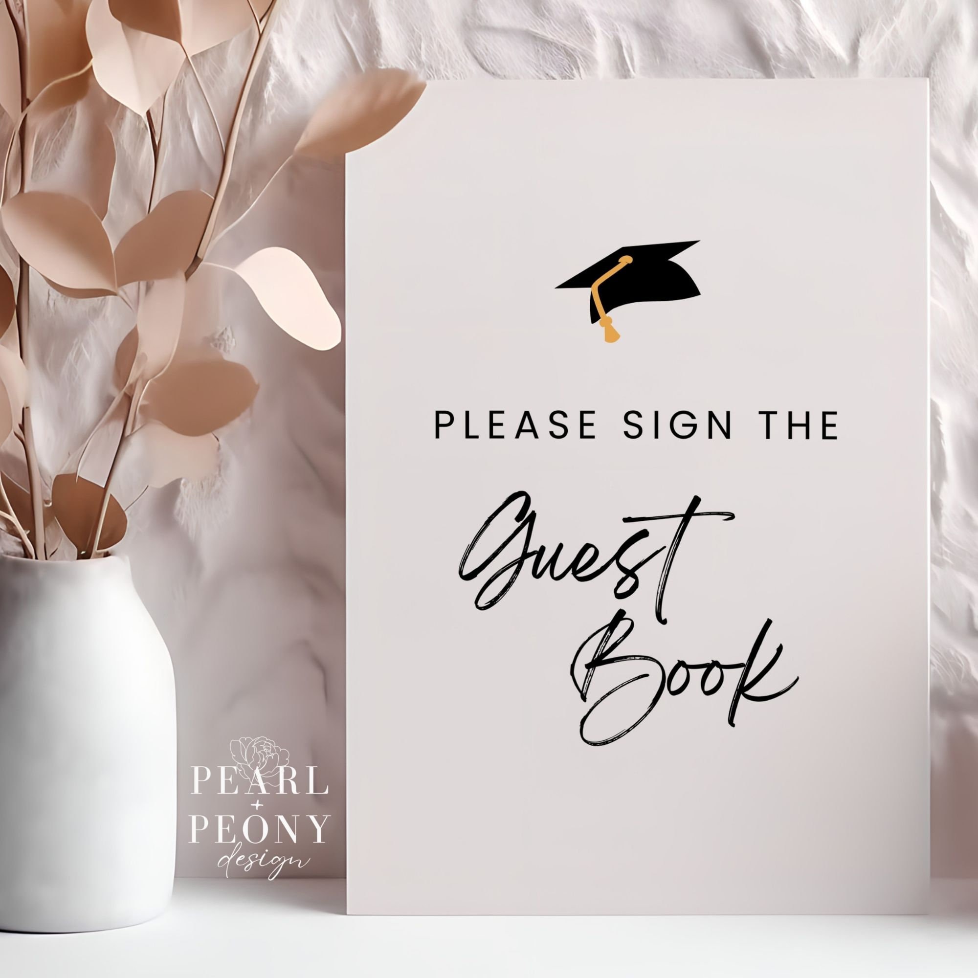 PRINTABLE Graduation Party Guest Book Table Sign, NON-EDITABLE Print ...