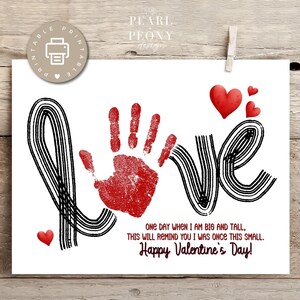 PRINTABLE Valentines Day Handprint Art Craft for Kids, Keepsake Art ...