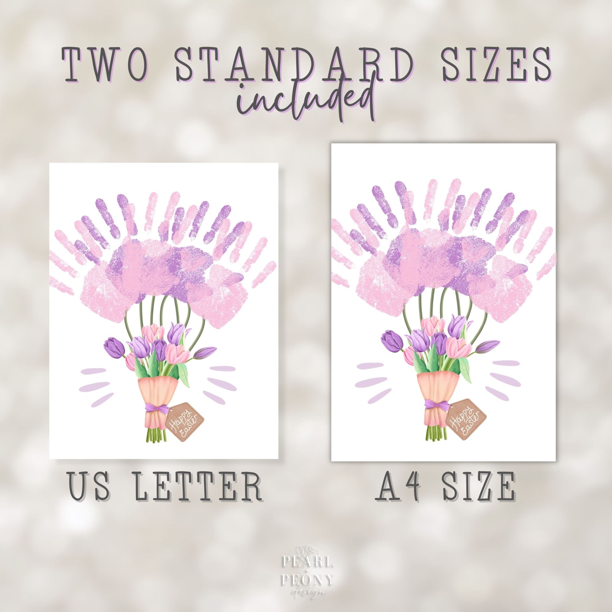 PRINTABLE Easter Handprint Art Craft, Flower Handprint Bouquet, Gift ...
