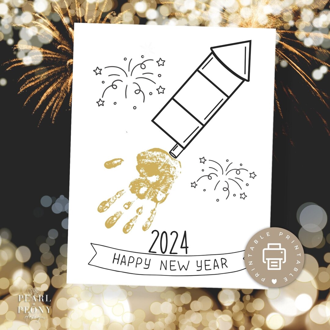 PRINTABLE Happy New Year Handprint Art Craft for Kids - Etsy