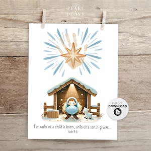 PRINTABLE Christian Christmas Handprint Art Craft, Holiday Bible Verse ...