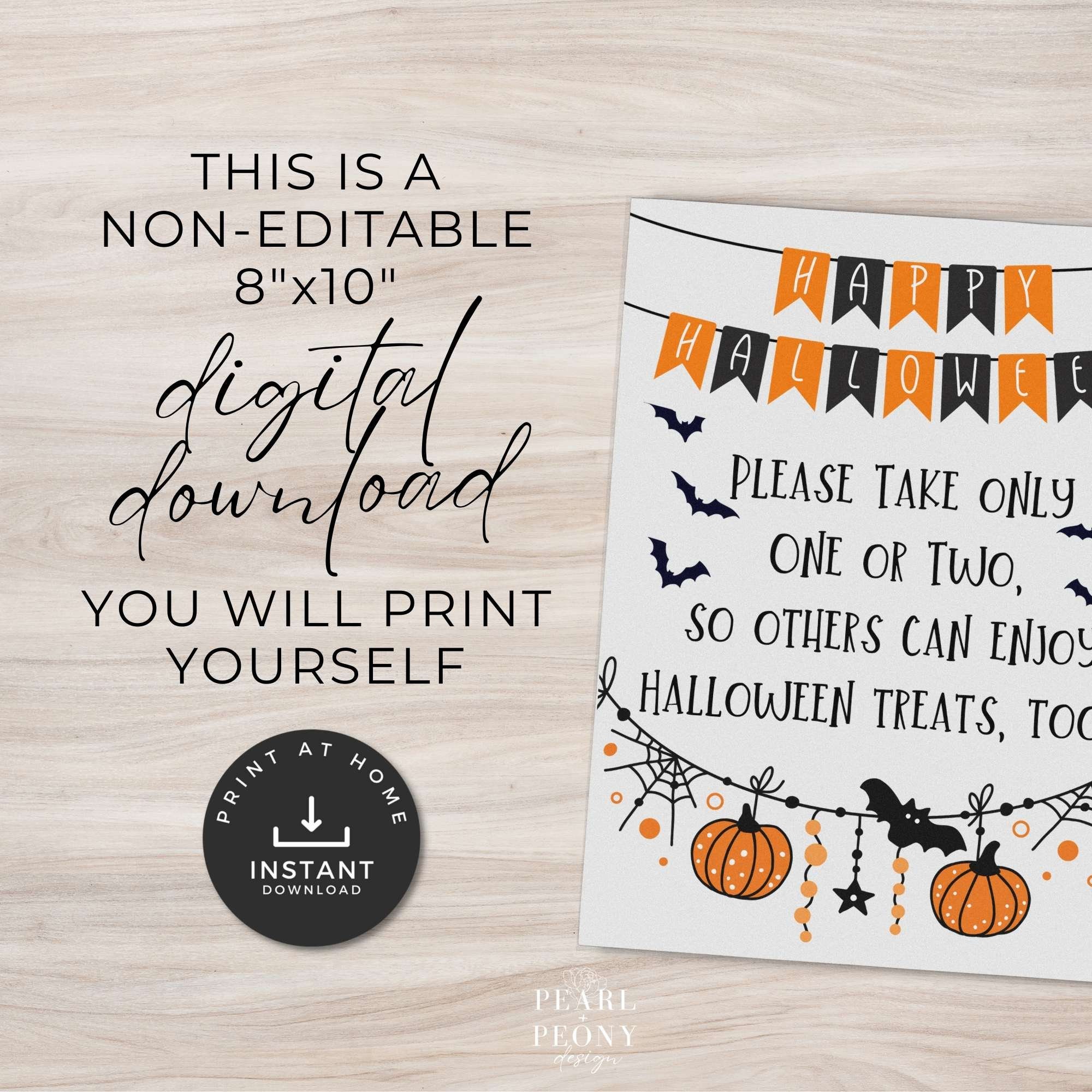 PRINTABLE Halloween Candy Bowl Sign Please Take One Sign - Etsy