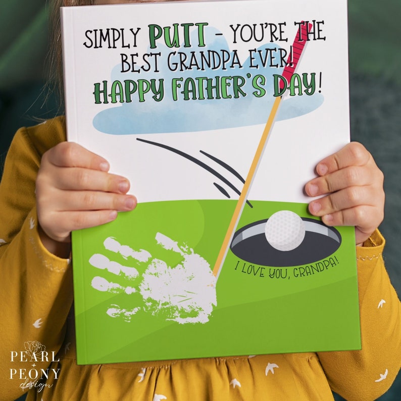 PRINTABLE Happy Fathers Day Golf Handprint Art Craft, DIY Gift From ...