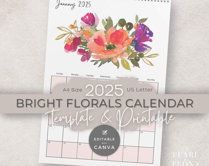 2023 2024 Printable Calendar Bundle | Portrait, Editable, Monthly ...