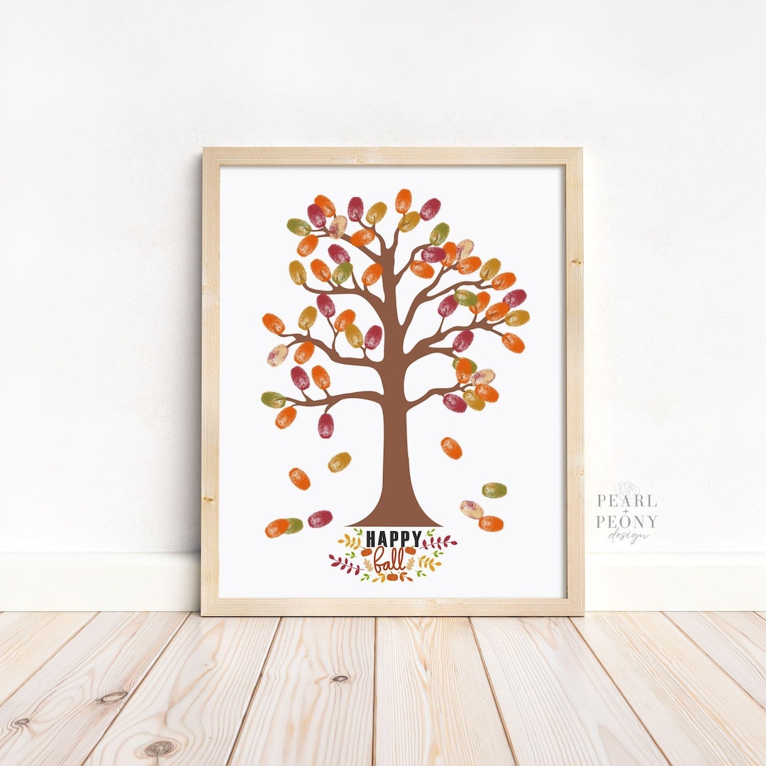 PRINTABLE Fall Leaves Handprint Art, Happy Fall Thumbprint Craft ...