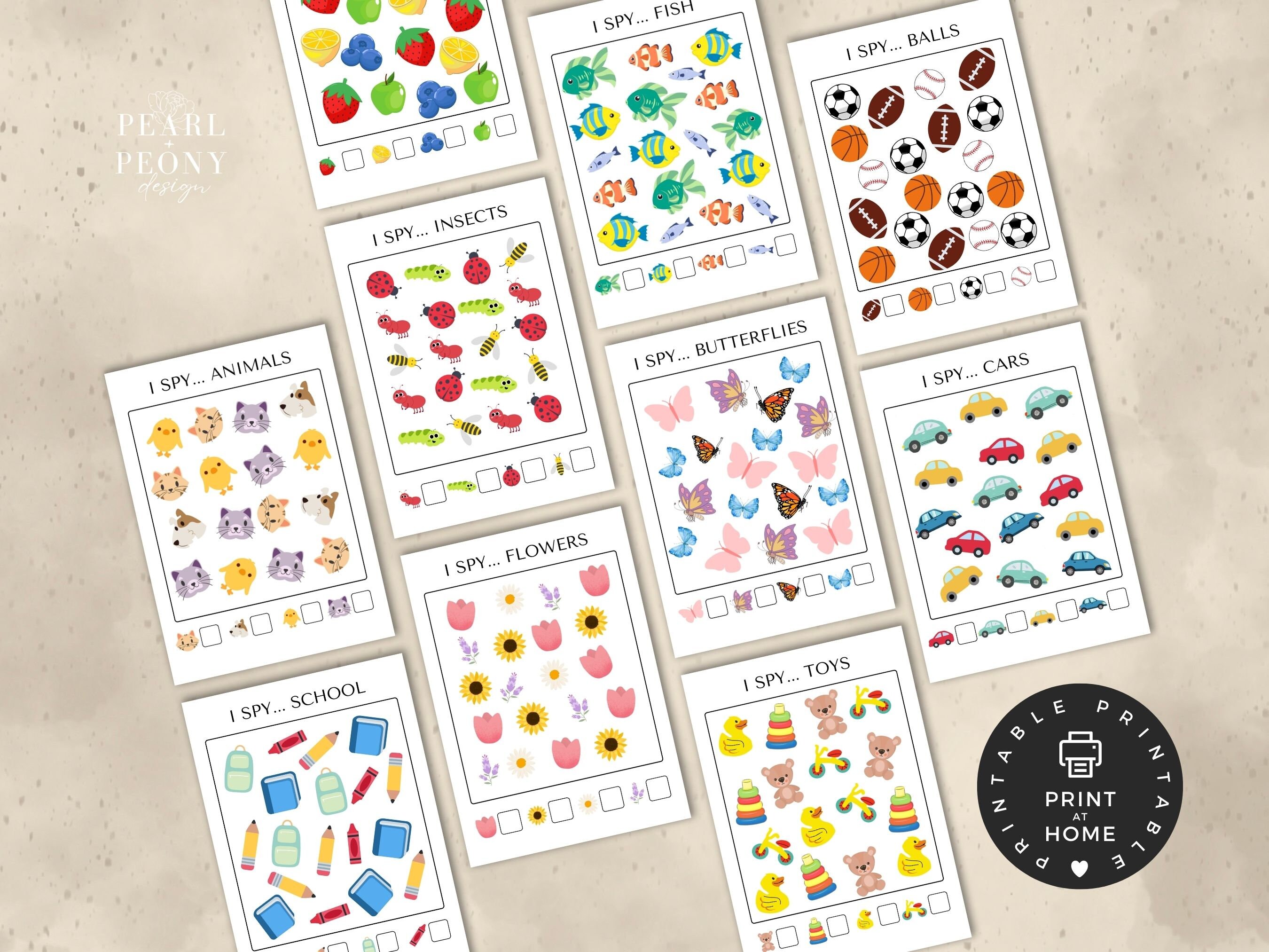 I SPY Counting Activity Sheets Bundle, Printable Game, Summer Activity ...