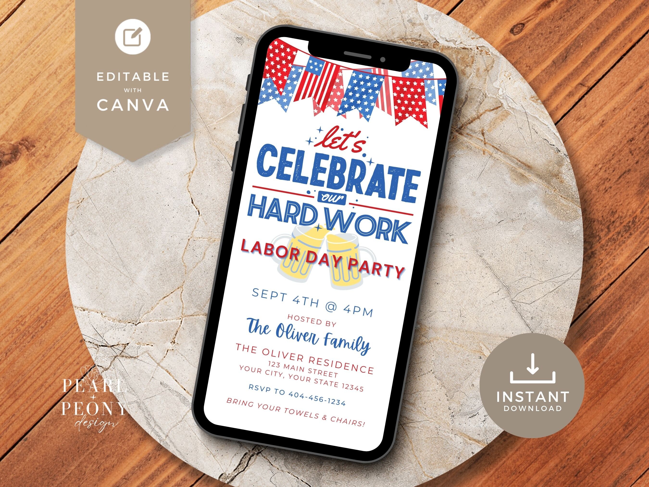 Labor Day Party Invitation Template | Labor Day Video Evite | Labor Day ...