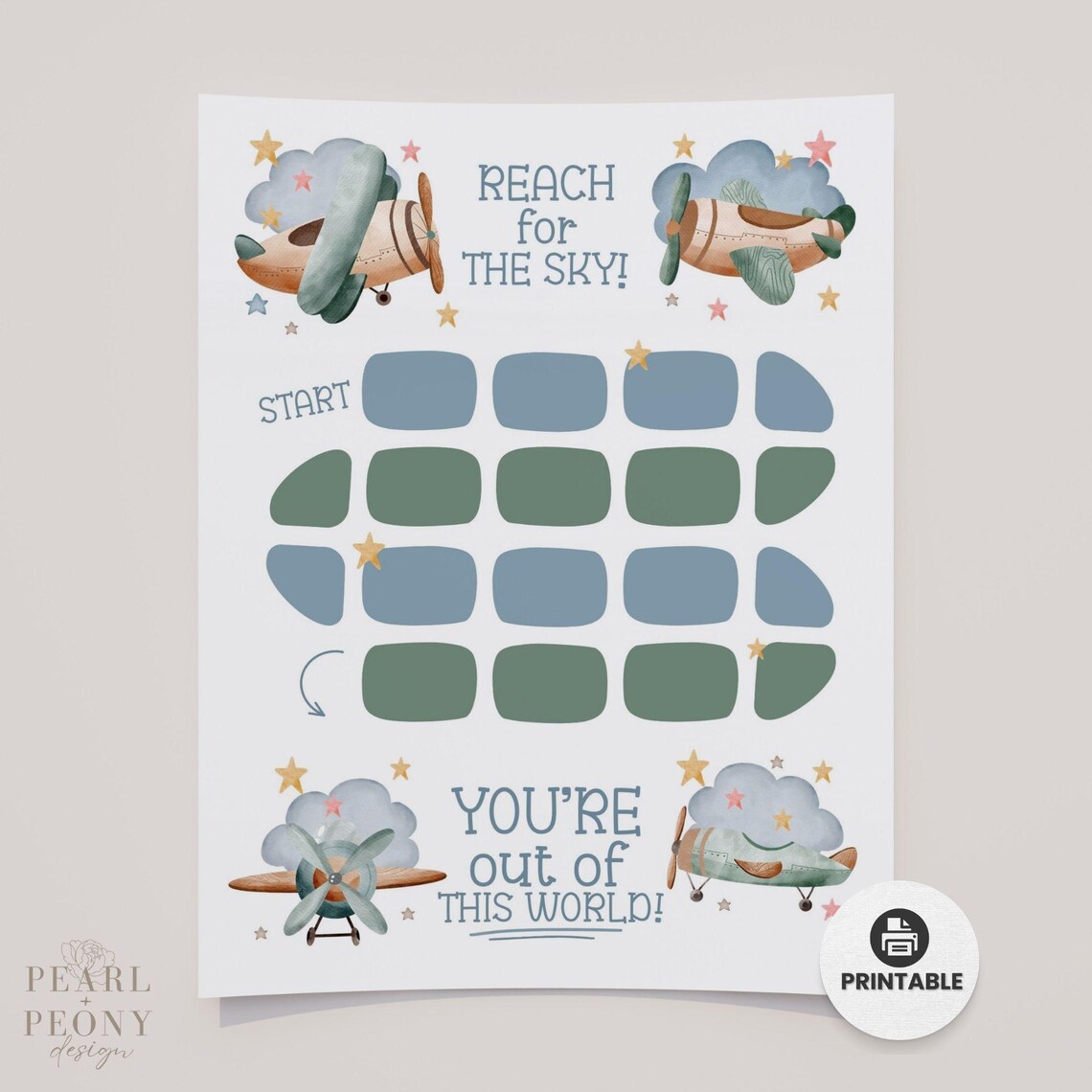 PRINTABLE Cute Airplane Reward Chart, Kids Chore Chart, Routine Sticker ...