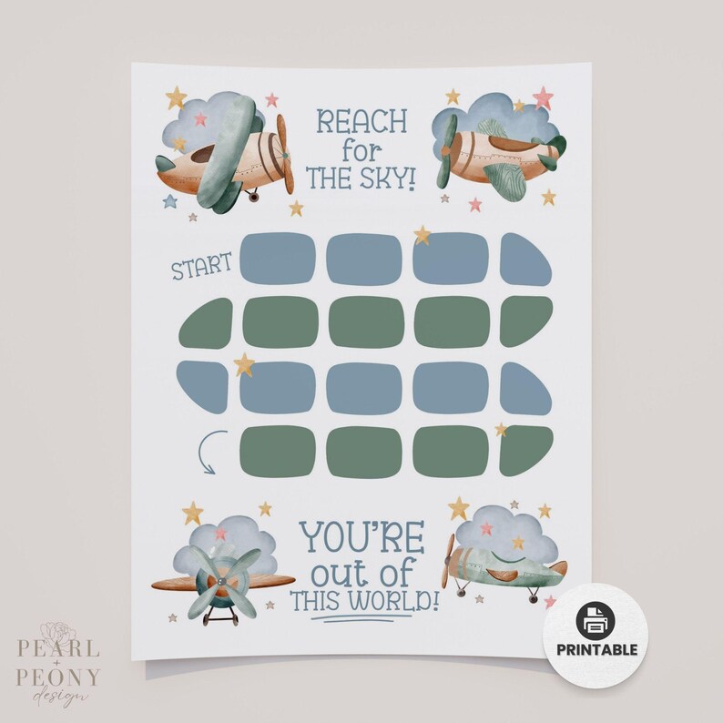 PRINTABLE Cute Airplane Reward Chart, Kids Chore Chart, Routine Sticker ...