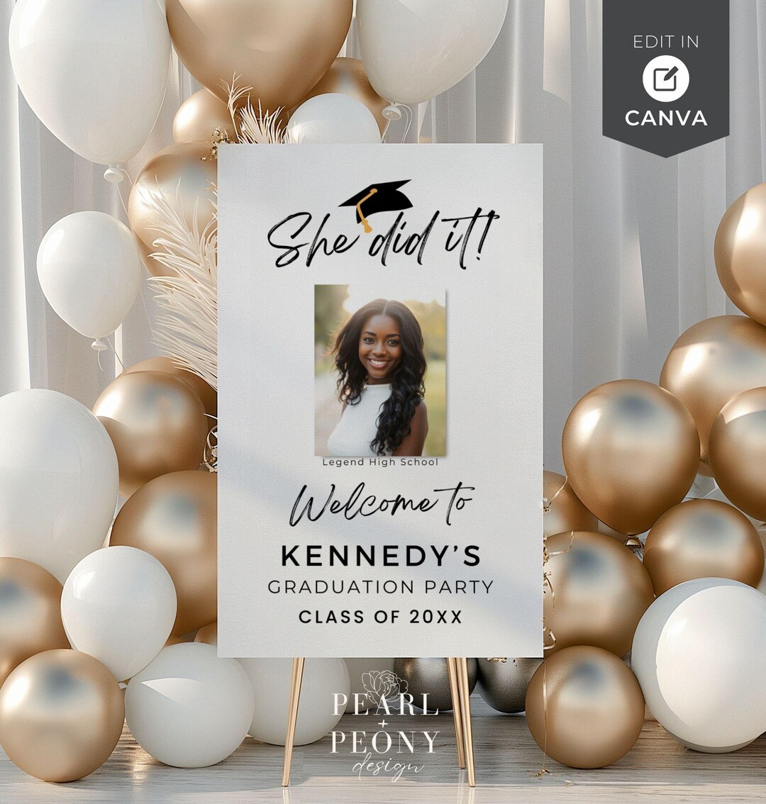 EDITABLE Graduation Party Photo Welcome Sign Template, DIY Printable ...