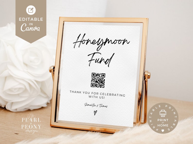 Honeymoon Fund QR Code Sign Template Wishing Well QR Code - Etsy