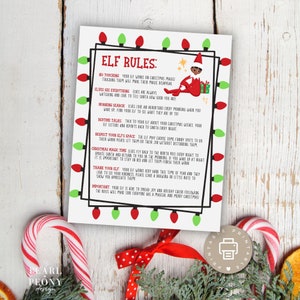 PRINTABLE Black Christmas Elf Rules Sign, Elf Magic Rules, Elf Arrival ...