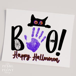 PRINTABLE Halloween Handprint Art, BOO Handprint Fall Art Craft ...