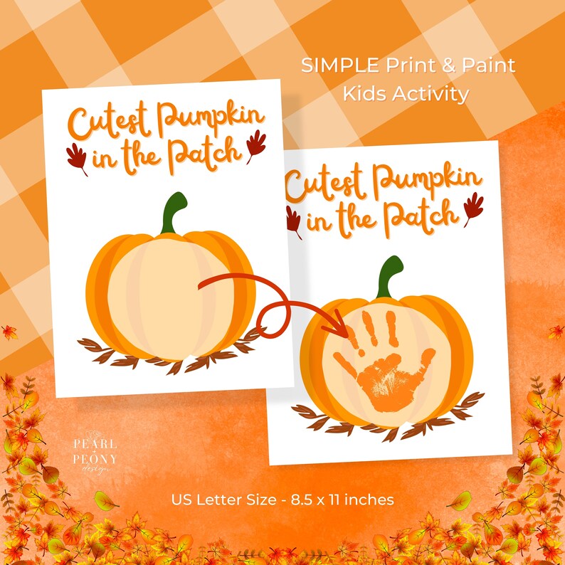 PRINTABLE Pumpkin Handprint Art, Thanksgiving Pumpkin Fall Art Print ...