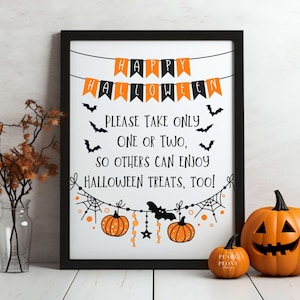 PRINTABLE Halloween Candy Bowl Sign, Please Take One Sign, Trick or ...