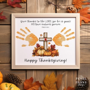 PRINTABLE Christian Thanksgiving Handprint Art Craft, Bible Verse Fall ...
