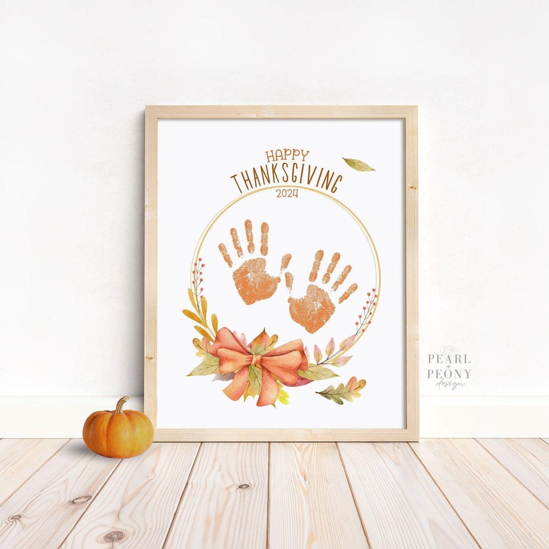 PRINTABLE Thanksgiving Handprint Art Craft, DIY Handprint Fall Art ...