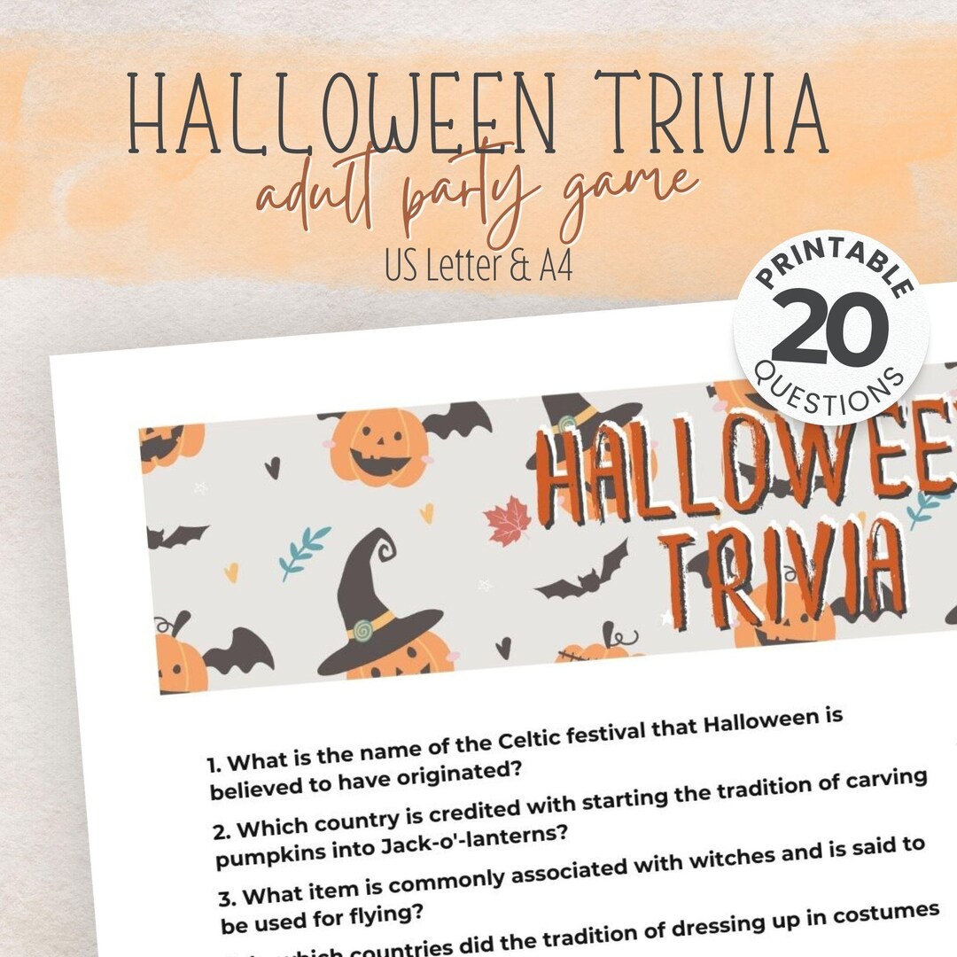 PRINTABLE Halloween Trivia Game for Adults, Fun Office Holiday Party ...