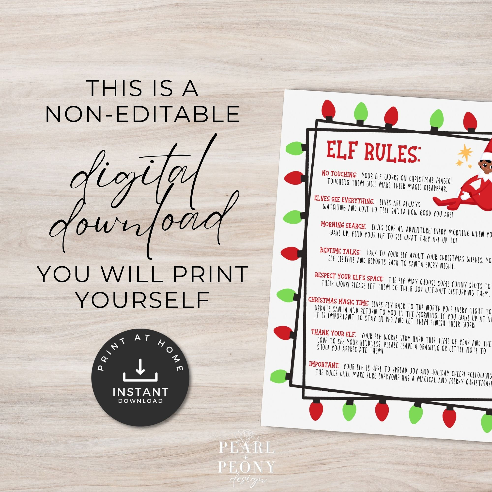 PRINTABLE Black Christmas Elf Rules Sign, Elf Magic Rules, Elf Arrival Rules, Do Not Touch Sign ...