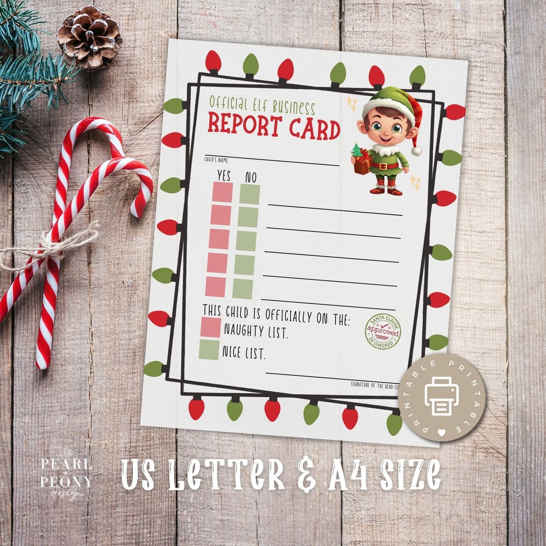 PRINTABLE Christmas Elf Report Card, Personalize Report to Santa From ...