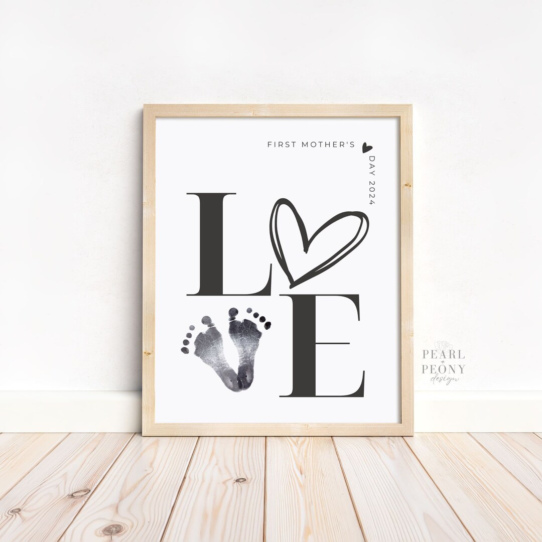 PRINTABLE First Mothers Day Footprint Art, Mom Grandma Gift, 2024 ...