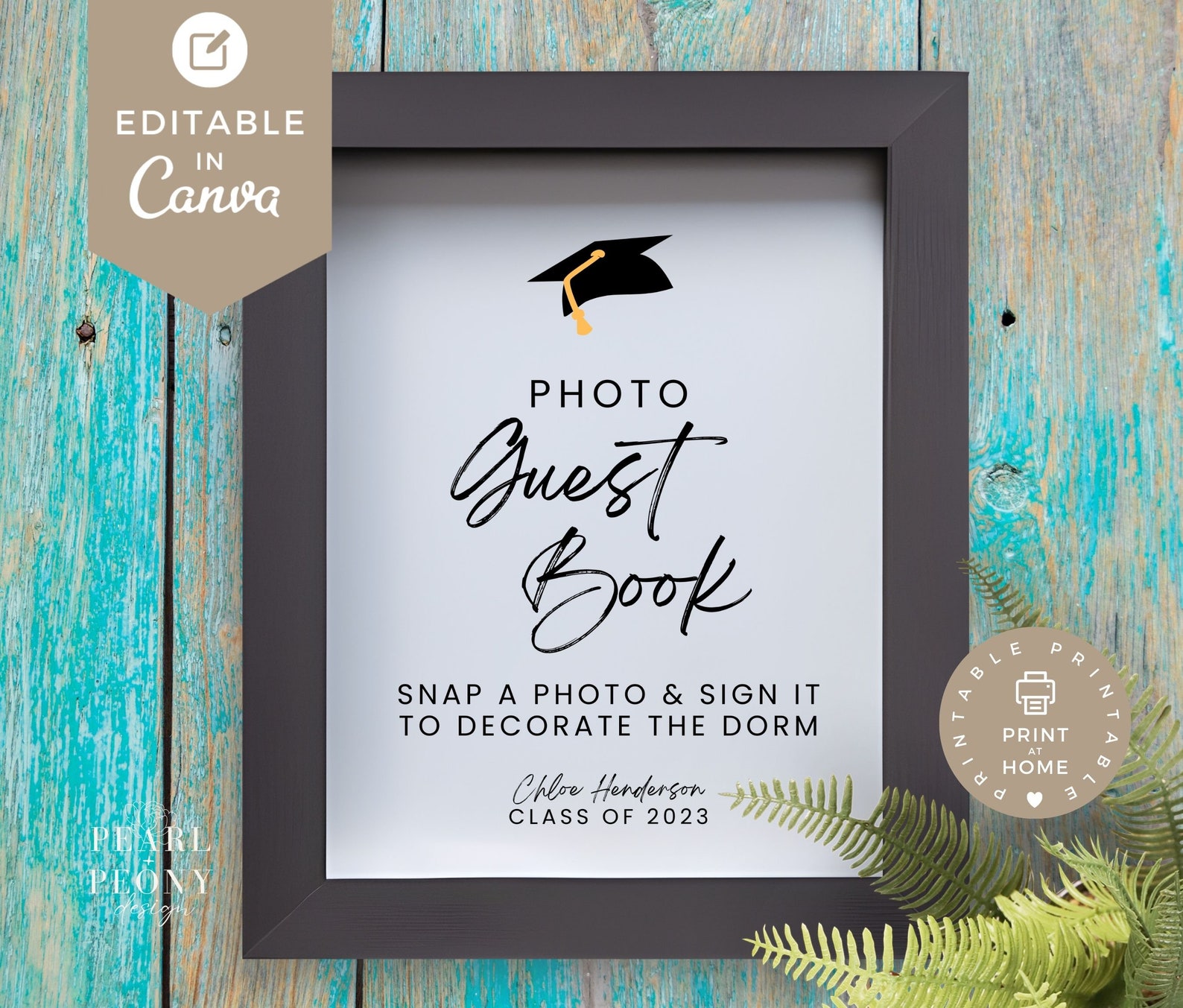 Graduation Photo Guest Book Sign Template Photo Guestbook - Etsy