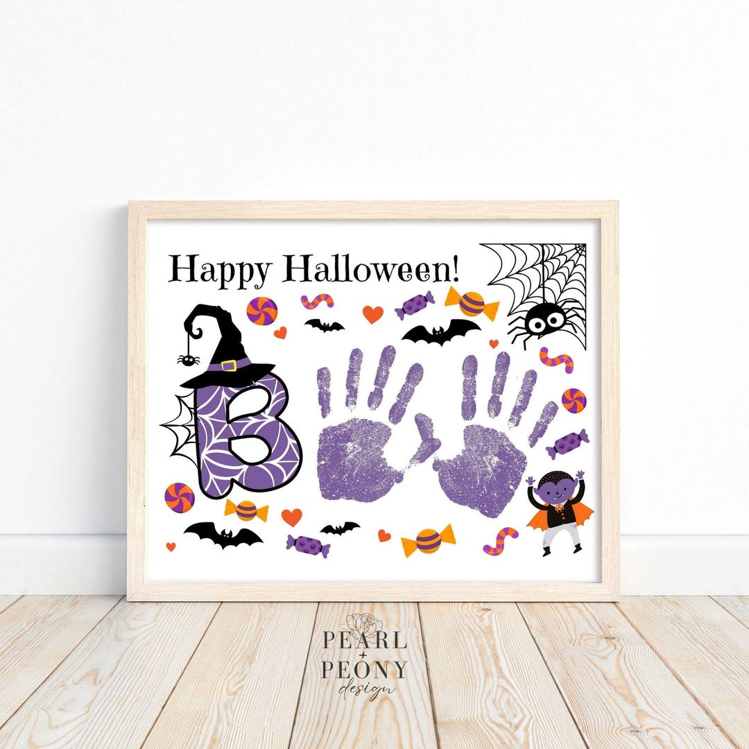 PRINTABLE Cute Halloween Handprint Art, Boo Handprint Fall Art Craft ...