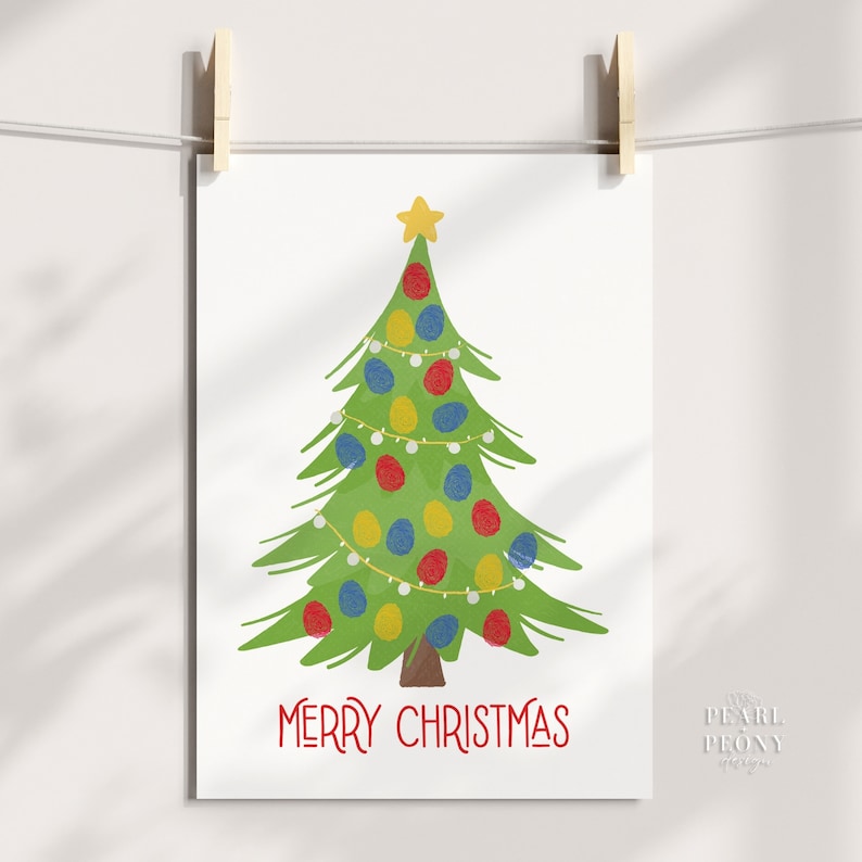 PRINTABLE Christmas Handprint Art, Tree Thumbprint Craft, Preschool ...