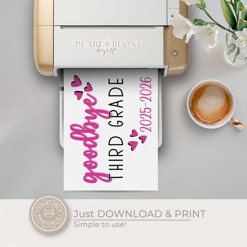 PRINTABLE Pink Preppy Last Day of Third Grade Sign, Goodbye 3rd Grade ...