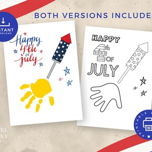 PRINTABLE 4th of July Handprint Craft for Kids, Preschool Activity ...