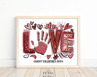 PRINTABLE Valentines Day Handprint Art Craft for Kids, Keepsake Art ...