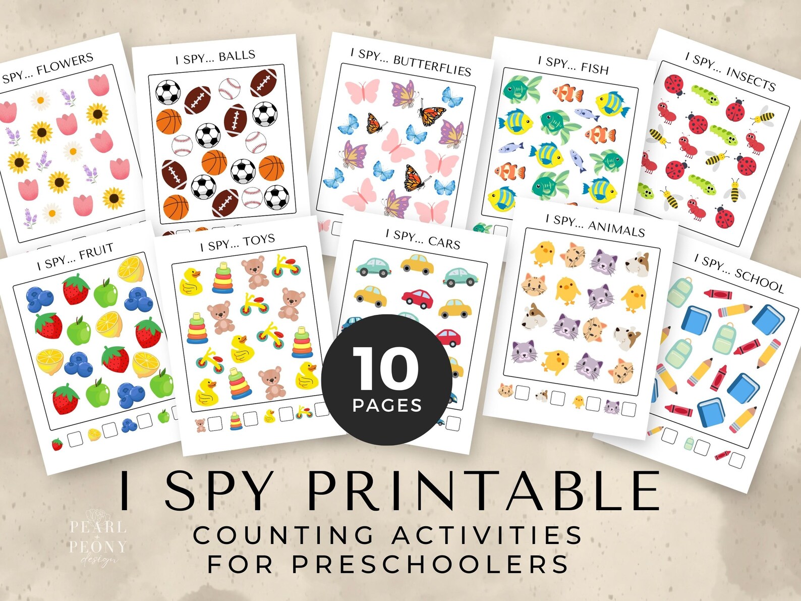 I SPY Counting Activity Sheets Bundle, Printable Game, Summer Activity ...