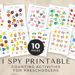 I SPY Counting Activity Sheets Bundle, Printable Game, Summer Activity ...