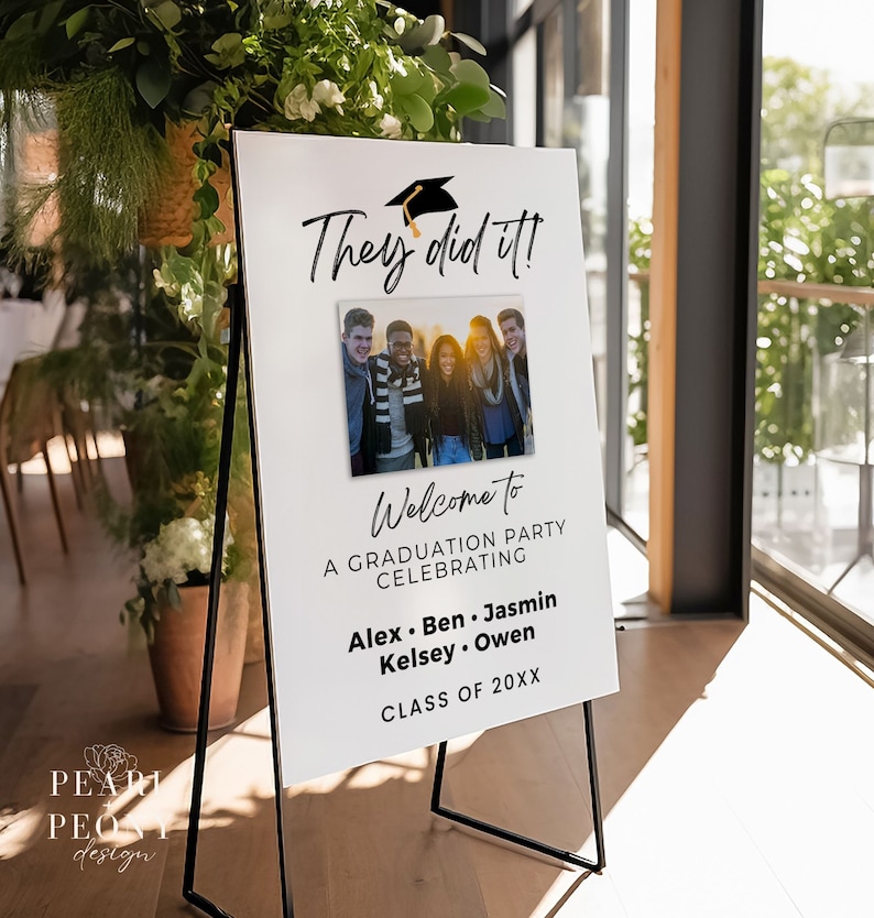 EDITABLE Dual Graduation Party Photo Welcome Sign Template, Multiple ...