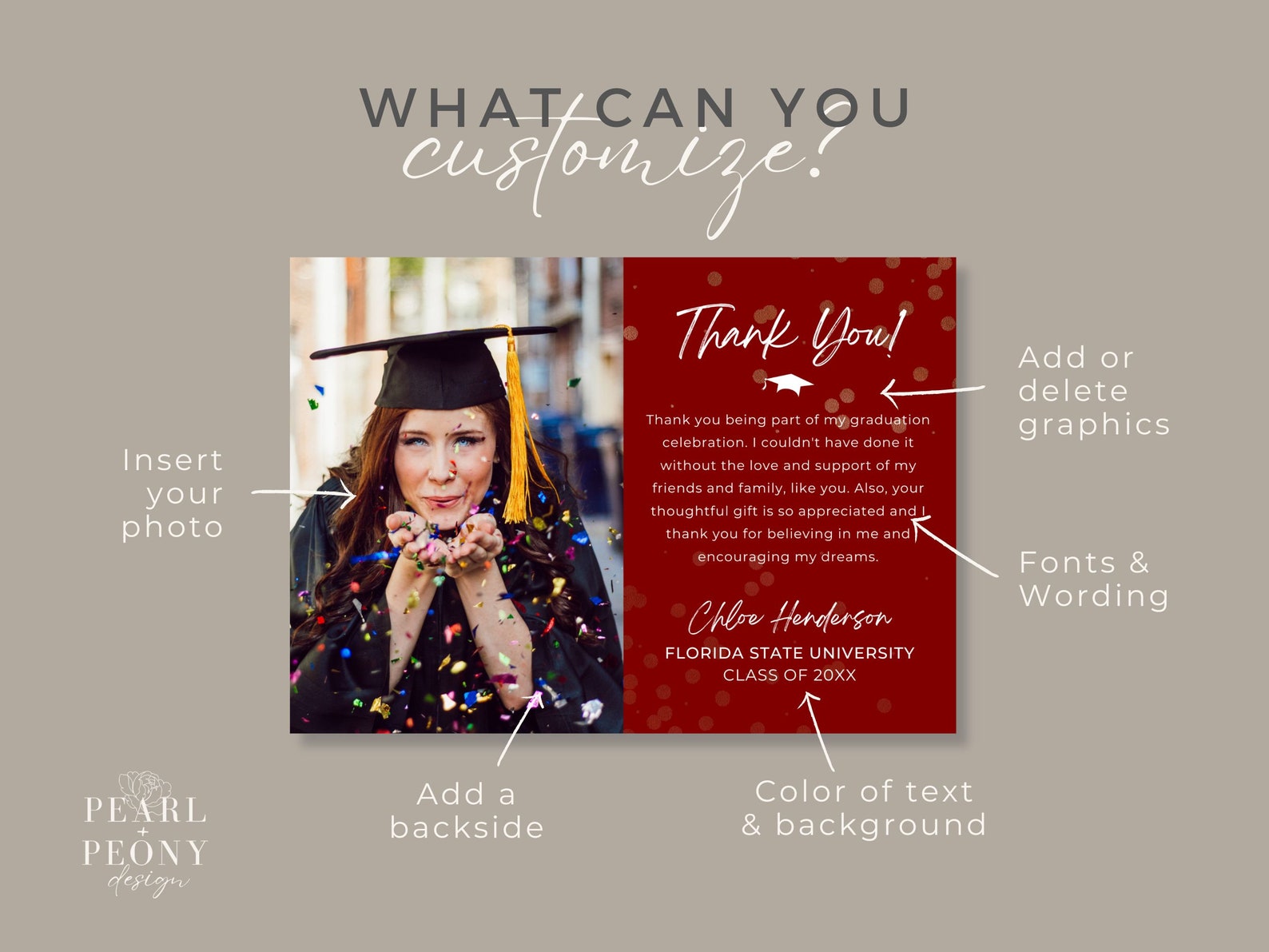 Graduation Photo Card Thank You Note Template Minimalist Graduation ...