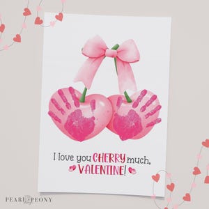 PRINTABLE Valentines Day Handprint Art, Coquette Cherry Craft Project ...