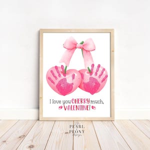 PRINTABLE Valentines Day Handprint Art, Coquette Cherry Craft Project ...