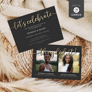 EDITABLE Dual Graduation Party Invitation TEMPLATE, Joint Twins ...